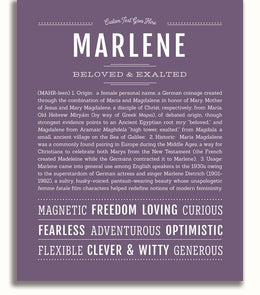 Marlene Personalized Name Meaning Art Prints – Name Stories