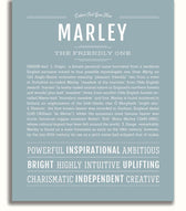 Marley Personalized Name Meaning Art Prints – Name Stories