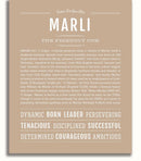 Marli Personalized Name Meaning Art Prints – Name Stories