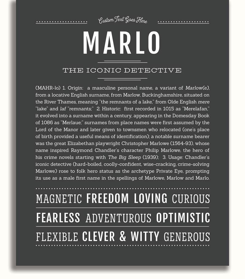 Marlo Personalized Name Meaning Art Prints – Name Stories