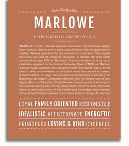 Marlowe Personalized Name Meaning Art Prints – Name Stories