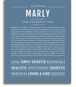 Marly Personalized Name Meaning Art Prints – Name Stories