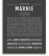 Marnie Personalized Name Meaning Art Prints – Name Stories