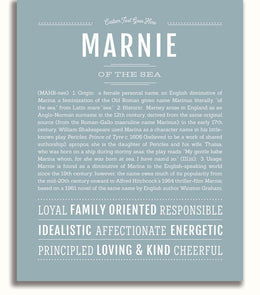 Marnie Personalized Name Meaning Art Prints – Name Stories