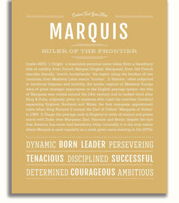 Marquis Personalized Name Meaning Art Prints – Name Stories