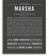 Marsha Personalized Name Meaning Art Prints – Name Stories