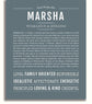 Marsha Personalized Name Meaning Art Prints – Name Stories
