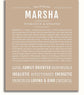 Marsha Personalized Name Meaning Art Prints – Name Stories