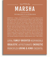 Marsha Personalized Name Meaning Art Prints – Name Stories