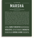 Marsha Personalized Name Meaning Art Prints – Name Stories