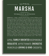 Marsha Personalized Name Meaning Art Prints – Name Stories