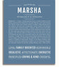 Marsha Personalized Name Meaning Art Prints – Name Stories