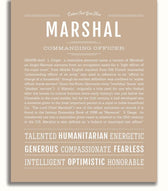 Marshal Personalized Name Meaning Art Prints – Name Stories