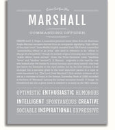 Marshall Personalized Name Meaning Art Prints – Name Stories