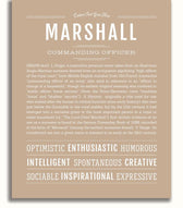 Marshall Personalized Name Meaning Art Prints – Name Stories
