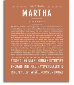 Martha Personalized Name Meaning Art Prints – Name Stories
