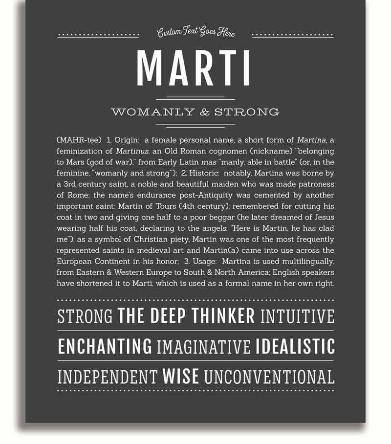 Marti Personalized Name Meaning Art Prints – Name Stories
