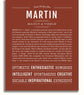Martin Personalized Name Meaning Art Prints – Name Stories