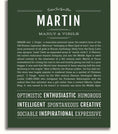Martin Personalized Name Meaning Art Prints – Name Stories