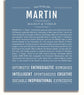 Martin Personalized Name Meaning Art Prints – Name Stories