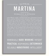 Martina Personalized Name Meaning Art Prints – Name Stories