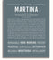 Martina Personalized Name Meaning Art Prints – Name Stories