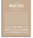 Martina Personalized Name Meaning Art Prints – Name Stories