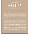 Martina Personalized Name Meaning Art Prints – Name Stories