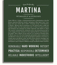 Martina Personalized Name Meaning Art Prints – Name Stories