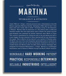 Martina Personalized Name Meaning Art Prints – Name Stories