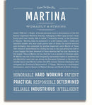 Martina Personalized Name Meaning Art Prints – Name Stories
