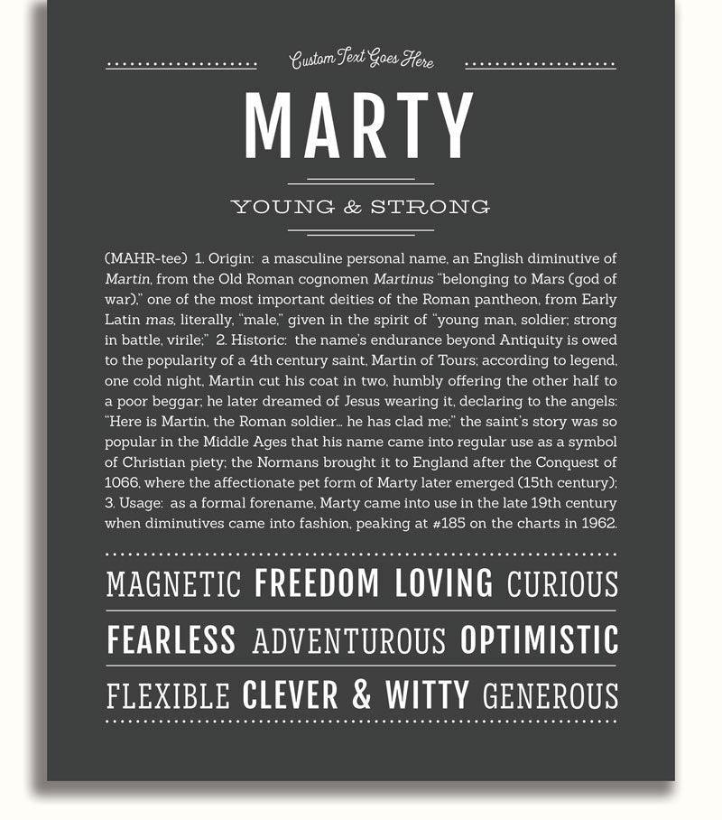 Marty Personalized Name Meaning Art Prints – Name Stories
