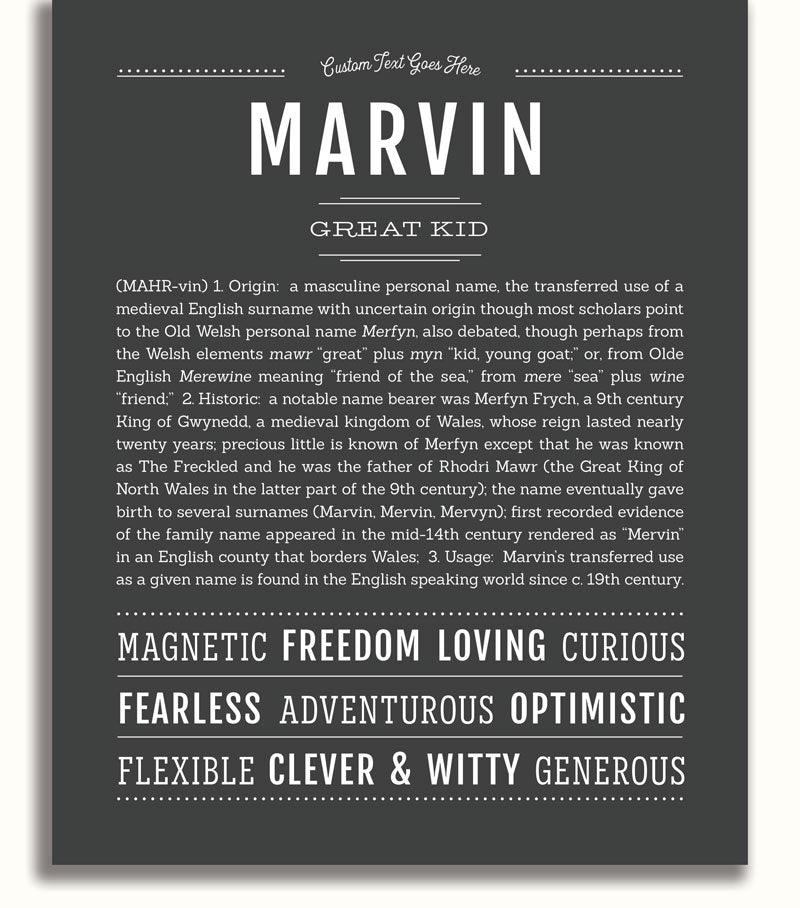 Marvin Personalized Name Meaning Art Prints – Name Stories