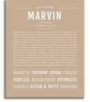 Marvin Personalized Name Meaning Art Prints – Name Stories