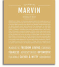 Marvin Personalized Name Meaning Art Prints – Name Stories