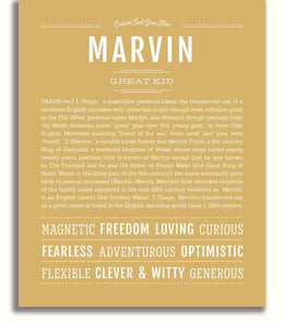 Marvin Personalized Name Meaning Art Prints – Name Stories