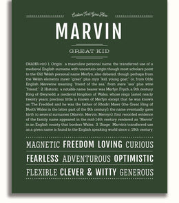 Marvin Personalized Name Meaning Art Prints – Name Stories