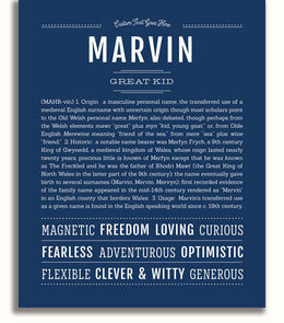 Marvin Personalized Name Meaning Art Prints – Name Stories