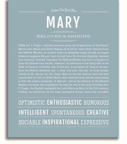 Mary Personalized Name Meaning Art Prints – Name Stories