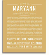 Maryann Personalized Name Meaning Art Prints – Name Stories