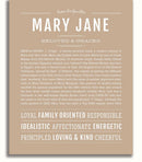Maryjane Personalized Name Meaning Art Prints – Name Stories