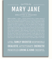 Mary Jane | Name Art Print – Name Stories