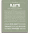 Maryn Personalized Name Meaning Art Prints – Name Stories