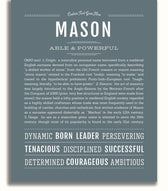 Mason Personalized Name Meaning Art Prints – Name Stories