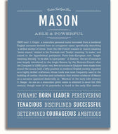 Mason Personalized Name Meaning Art Prints – Name Stories