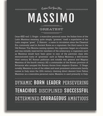 Massimo Personalized Name Meaning Art Prints – Name Stories