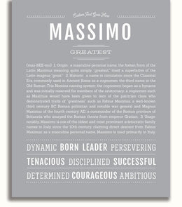 Massimo Personalized Name Meaning Art Prints – Name Stories
