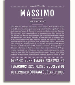 Massimo Personalized Name Meaning Art Prints – Name Stories