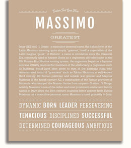 Massimo Personalized Name Meaning Art Prints – Name Stories