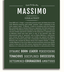 Massimo Personalized Name Meaning Art Prints – Name Stories